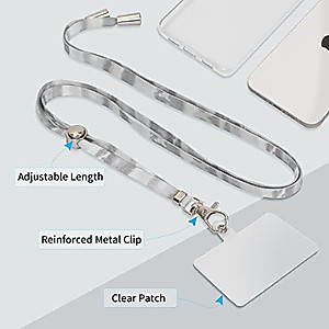WWW Phone Lanyard,2× Universal Crossbody Cell Phone Lanyards with Multifuctional Patch and Adjustable Shoulder Neck Strap,Cell Phone Lanyard Compatible with All Smartphone for Women Girls,Grey
