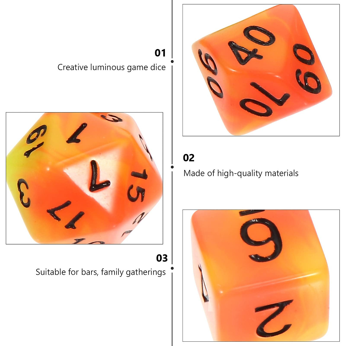 Glow in The Dark Dice Polyhedral Dice Set for RPG Farkle Bunco Teaching Math Table Board Game, Glowing Orange, 7 Pack