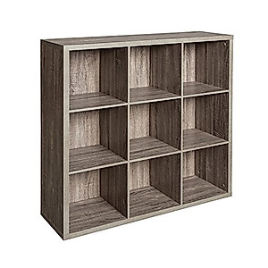 ClosetMaid 9 Cube Storage Shelf Organizer Bookshelf with Back Panel, Easy Assembly, Wood, Weathered Gray