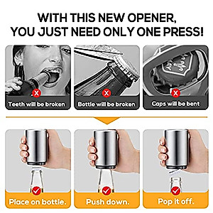 Swaytail Premium Beer Bottle Opener, Stainless Steel, Automatic Wine Bartender Tool, Press & Pop Lid Open, Potable, No Damage, Quick Open Cap for Kitchen Home Bar Restaurant Household Utensils