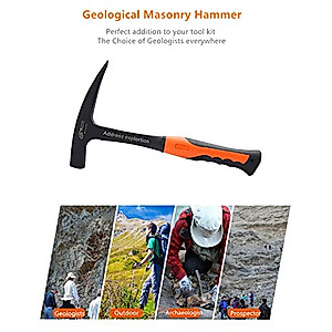 Rock Pick - 28 oz Geological Hammer with Pointed Tip & Shock Reduction Grip - 11.4 Inch