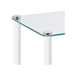 mDesign Metal/Glass 3-Tier Storage Tower, Narrow Shelving Display Unit, Open Glass Shelves; Multi-Use Stand for Living Room, Bathroom, Home Office, Hallway, Bedroom Organization - White/Clear