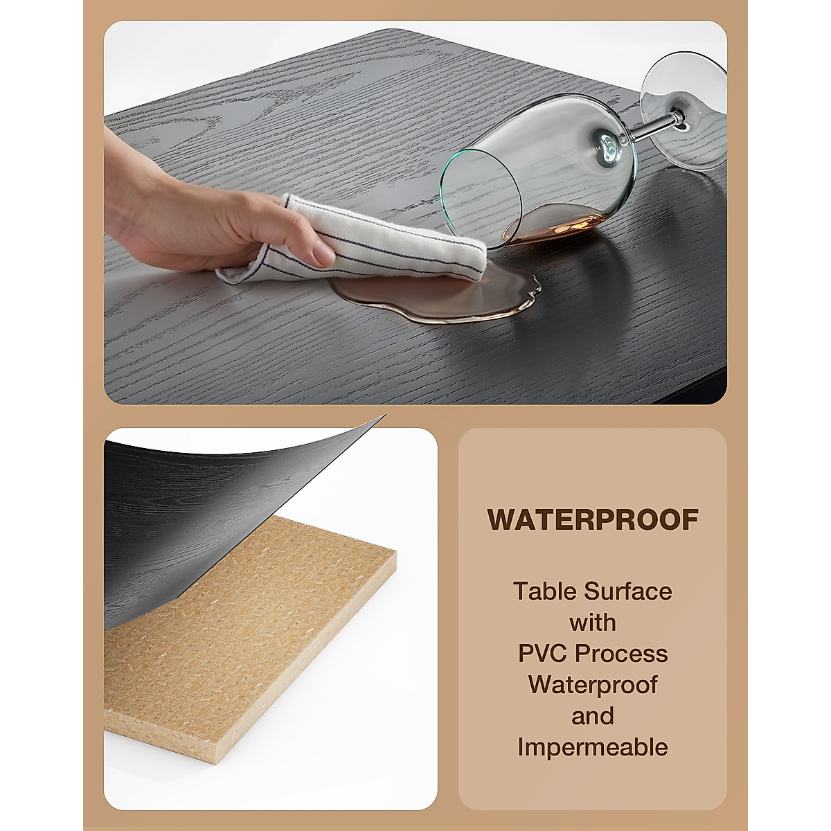 Qsun Small Bar Table Set for 2, Bar Table with Stools, Kitchen Table for 2 with 2 Storage Shelves & Wine Glass Holder, Small Dining Table for Small Apartment, Dining Room, Black