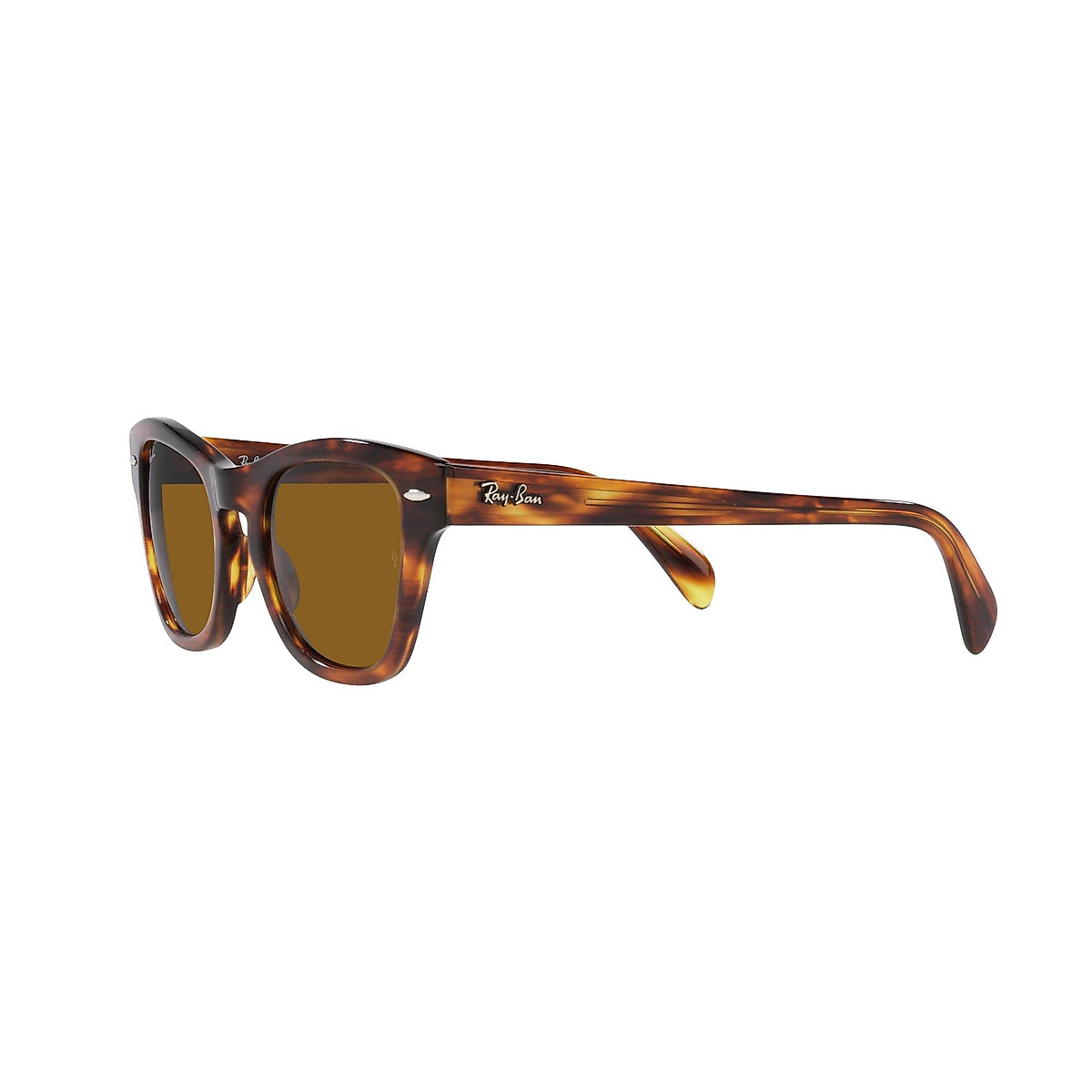 Ray-Ban RB0707S Square Sunglasses, Striped Havana/Brown, 50 mm