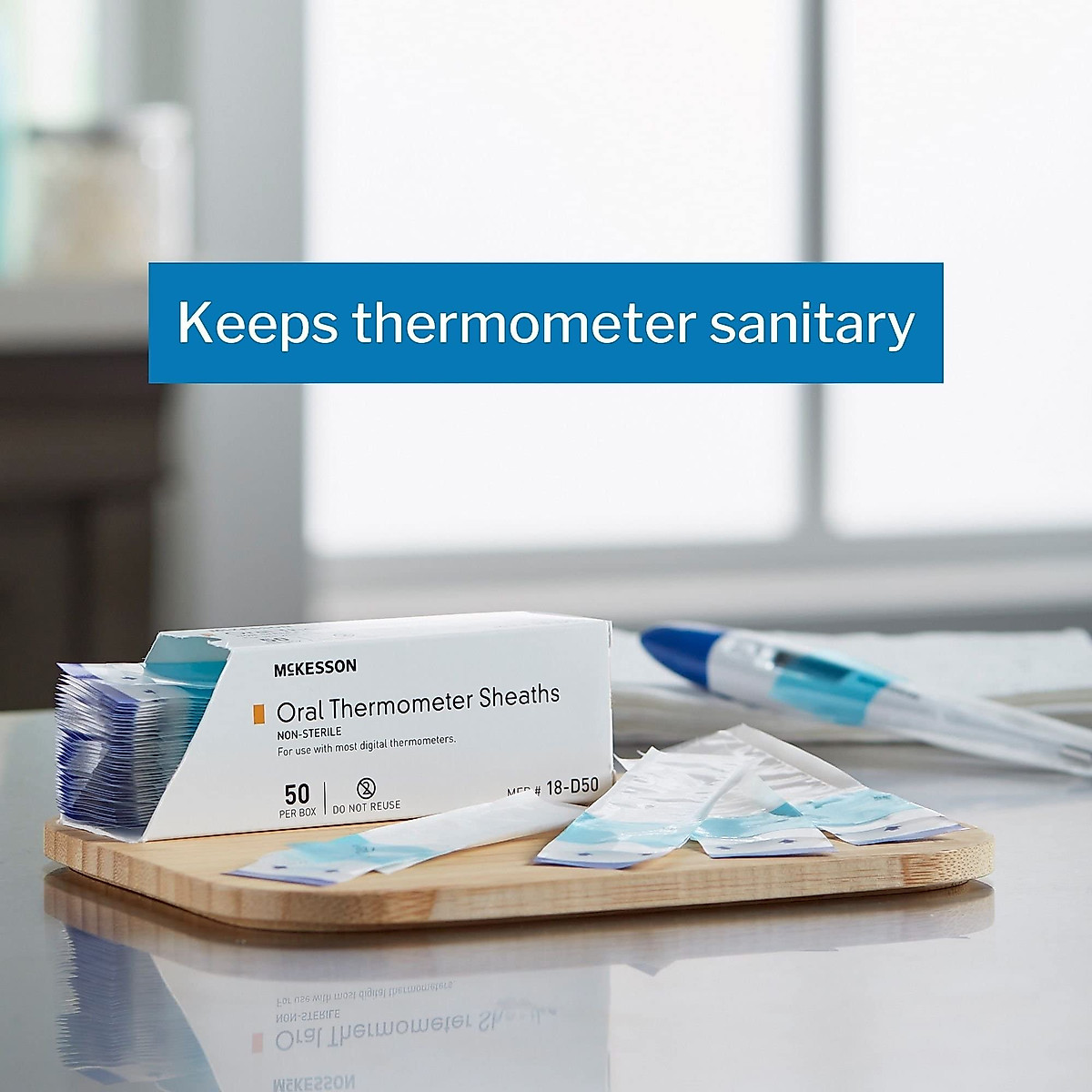 McKesson Oral Thermometer Sheaths, Disposable Probe Cover for Digital Thermometer, 50 Count