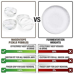 Masontops Pickle Pebble Glass Infinity Weights for Fermenting - Pickling Weight Set - Wide Mouth Mason Jar Fermentation