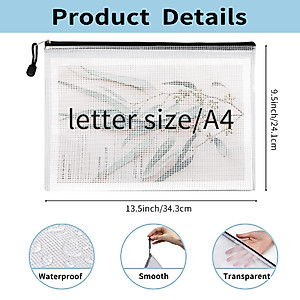 EOOUT 42pcs Mesh Zipper Pouch, Black Waterproof Zipper Bags for Organizing Storage, Letter Size/A4 Size Puzzle Bag, Zipper File Bags for Board Games and School Office Supplies