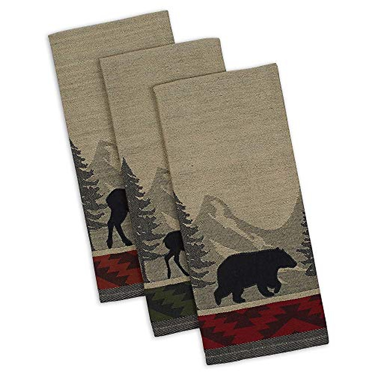 DII Woodlands Collection Dishtowel Set, 18x28, in The Woods, 3 Piece