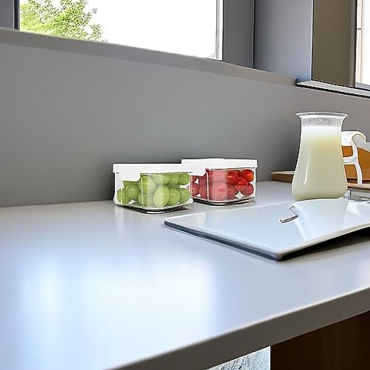 16PCS Square Pantry Food Storage Containers with Lid Airtight, Small Cereal Containers for Kitchen, BPA-Free Thick Plastic Canisters for Candy, Fruit, Snacks, Grains, Cookies Container (460ml/15oz)