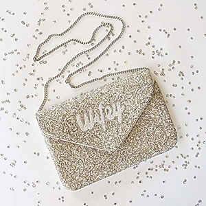 WIFEY Clutch Purse, Wifey Clutch Bag, Bride Clutch, Hand Beaded Purse, Gifts for Engagement, Bridal Shower, Bachelorette, Wedding Party