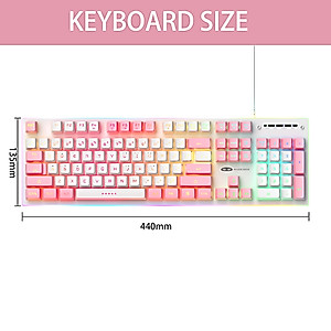 Camiysn Gaming Keyboard, Wired Keyboard with RGB Backlit, Full Size Keyboard with White&Gray Mixed Color Keycaps, Keyboard with 26 Keys Anti-ghosting for Computer/PC/Laptop/Mac/Windows/Office