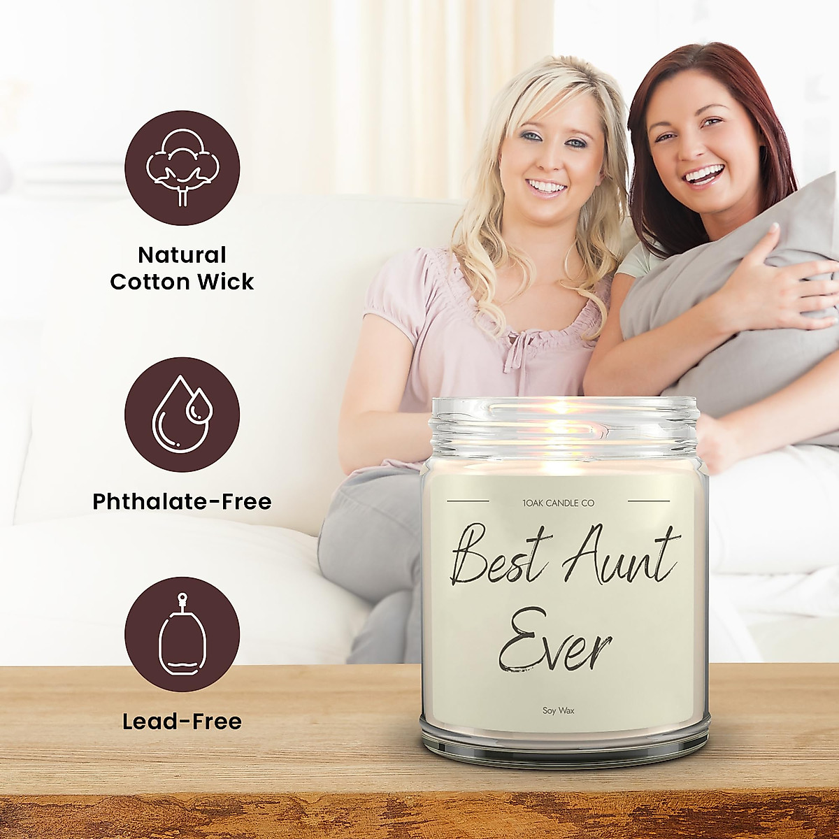 1OAK Vanilla Scented Candles - Aunt Candle Gifts - Best Aunt Gifts for Christmas from Niece, Nephew - Best Auntie Ever Gifts for Women - Aunt Birthday Gift - Presents for Aunts
