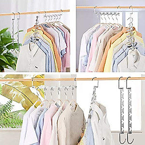 XFKITCHEN Metal Magic Hangers Space Saving Clothes Hangers Closet Space Saver Clothing Hanger Oragnizer for Wardrobe Space,Wrinkle-Free Clothes（Pack of 4）
