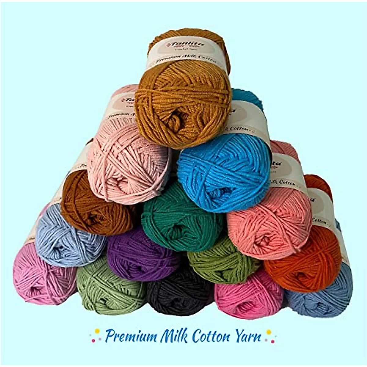 TANLITA 4-Skein Premium Milk Cotton Crochet Yarn 200g (440 Yards), 4-ply Soft Premium Milk Cotton Yarn, 72 Colors Available, Knitting Crochet Milk Cotton Yarn (31-Rusty Red)
