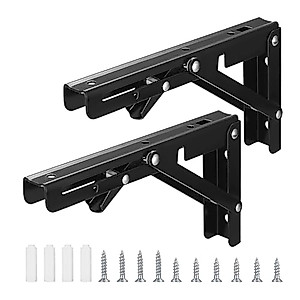 Foldable Activity Bracket Triangle Bracket L-Shelf Shelf Bracket Workbench Wall Mounted Bracket Space Saving (8 inch * 2 Pieces Black)