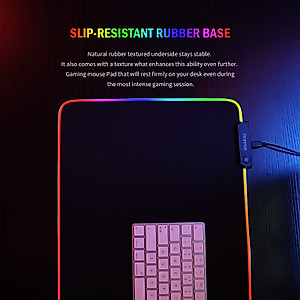 RGB Gaming Mouse Mat Pad - Large Extended Led Mousepad with 14 Lighting Modes 2 Brightness, Anti-Slip Rubber Base with Waterproof Coating Mouse Mat for Gamer 800×300×4mm/31.5×11.8×0.16 inch