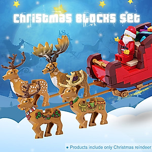 Sawaruita Christmas Reindeer Figures Animals Building Blocks Model Brick Set Accessories Decorations, Christmas Tree Ornaments Toys Compatible with Major Brand