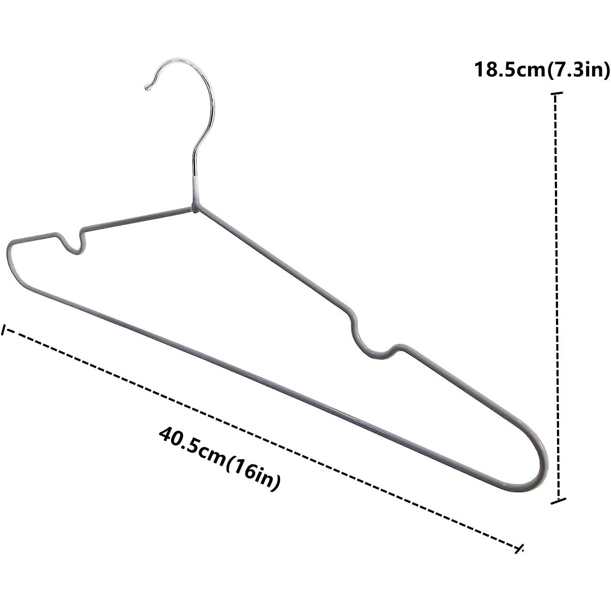 GXLQIJU Clothing Hangers Non-Slip Durable Metal Hanger with Rubber Coating Space-Saving Slim Standard Clothes Hangers for Shirt Skirt Coat (Grey, 30)