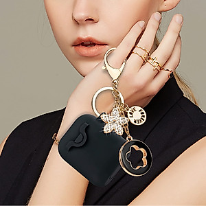 VOTILE Secure Lock Silicone Case Compatible with AirPods Case 1 & 2 with Bling Keychain, Soft Protective Earpod Case Cover Earbuds Cases Women Girls for Apple Air Pod 2 Case - Black