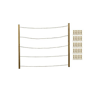 MELANNCO Natural Twine Two Bar Hanging Photo Collage with 30 Wood Clips