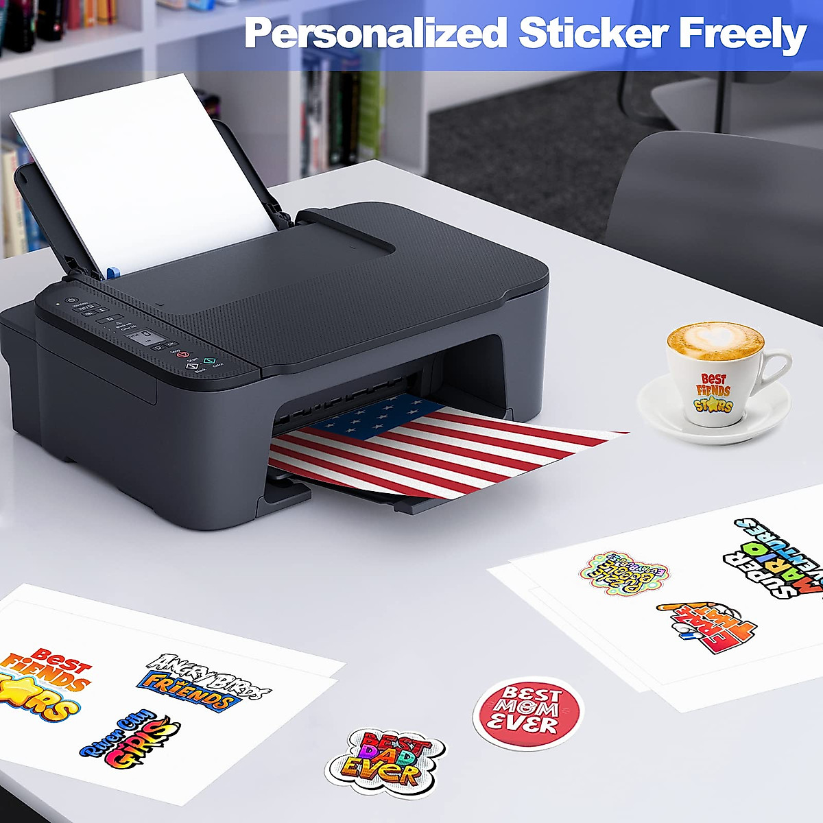 Printable Vinyl Sticker Paper Waterproof, Clear Sticker Paper for Laser and Inkjet Printer, 8.5" x 11"