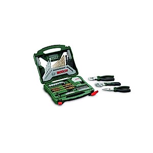 Bosch 2607017197 Universal X-Line Titanium Drill and Bit Set - Green/Grey (70-Piece)