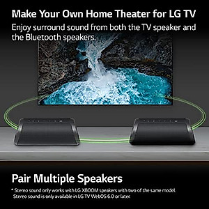 LG XG5QBK.DUSALLK Go Portable Bluetooth Speaker - LED Lighting and up to 18-Hour Battery, Black