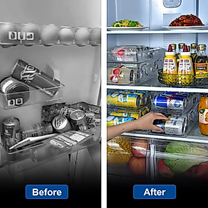 MYLOLF 2-Layers Foldable Soda Can Organizer for Refrigerator Automatic Rolling Pop Can Storage Container, Beer & Beverage Drink Holder Can Dispenser for Fridge, Pantry, Cabinets - 1 Pack