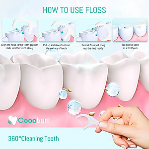 COCOBURI Dental Floss Adult Floss Picks Single Individually Packaged Ultra-Fine Adult Floss no Breakage Portable Individual Packaging 100 Count (Pack of 2)