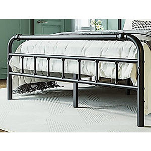 FSCHOS Full-Size-Bed-Frame-with-Headboard and Footboard, 18 Inch Metal Platform , Premium Steel Heavy Duty Bed Frame Full No Box Spring Needed, Easy Assembly, Black