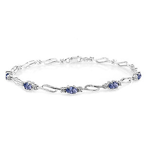 Galaxy Gold GG 14k Solid White Gold Tennis Bracelet withTanzanite & Diamonds