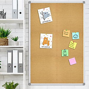 Lockways Cork Board Bulletin Board, Double Sided Corkboard 36" x 24", Wall-Mounted Aluminum Framed Message Presentation Notice Board 3 x 2