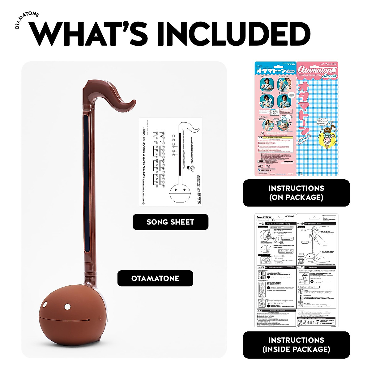 Otamatone Japanese Electronic Musical Instrument Portable Music Synthesizer from Japan by Maywa Denki Studio Award Winning, Educational Fun Gift for Children, Teens & Adults - Chocolate