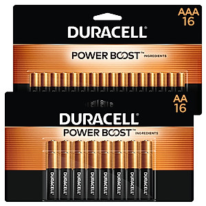 Duracell Coppertop AA + AAA Batteries Combo Pack with Power Boost Ingredients, 16 Count Double A & Triple A Battery with Long-Lasting Power, Alkaline Battery - 32 Count Total