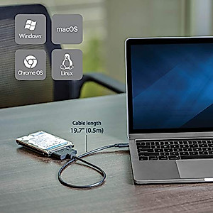 StarTech.com USB C to SATA Adapter - External Hard Drive Connector for 2.5'' SATA Drives - SATA SSD / HDD to USB C Cable (USB31CSAT3CB) Black