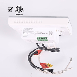 Programmable Thermostat for Radiant Underfloor Heating, Dual-Voltage(120/240v), Dual Sensing(Air and Floor Sensor) Built-in Class A GFCI White