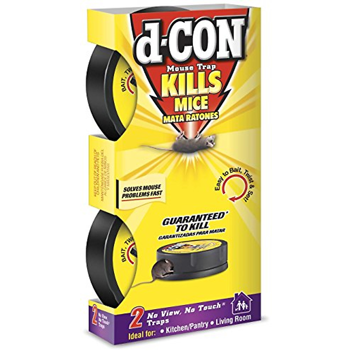 D-Con No View, No Touch Slim Pack Mouse Trap 2 ea (6 Pack) (Packaging may vary)