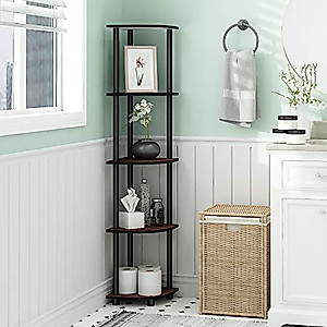 Furinno Turn-N-Tube 5-Tier Corner Shelves, 2-Pack, Dark Cherry/Black