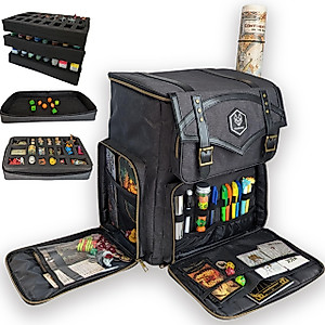 FOXBITE DND Bag - Ultimate Dungeons and Dragons Backpack for Board Game Travel | RPG Dice, Miniature Painting, Tabletop Storage | Dungeon Master Gear, Map Pocket & Foam Tray Organizer