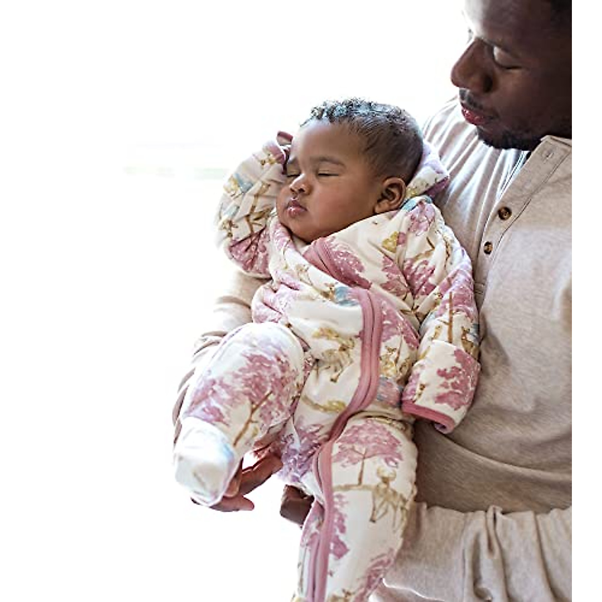 Burt's Bees Baby Unisex Hooded One Piece Organic Cotton Infant Bunting Jumpsuit, Fawnd Of You, 0-3 Months US