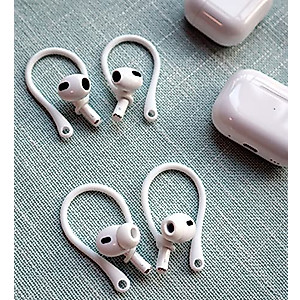 4 Pairs 【 Anti-Slip 】 Compatible with AirPods 2 Ear Hooks, Replacement Ergonomic Design Comfortable Fit Ear Tips Wingtips Sport Holder Accessories Compatible with AirPods 3 2 1 & Pro White 722