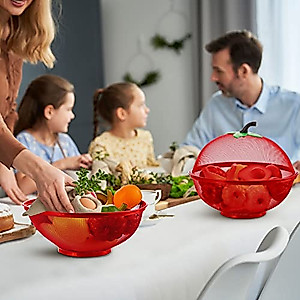 2 Pieces Apple Shaped Fruit Basket Red Metal Wire Mesh Holder Covered Fruit Bowl for Kitchen Counter Mesh Fruit Holder Fruits Storage Drain Basket Apple Basket Food Strainers for Banana Vegetables