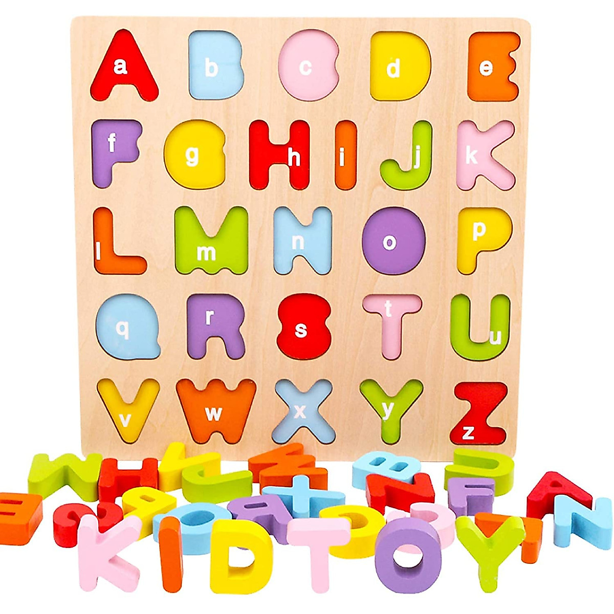 Alphabet Puzzle, WOOD CITY ABC Letter & Number Puzzles for Toddlers 1 2 3 Years Old, Preschool Learning Toys for Kids, Educational Name Puzzle Present for Boys and Girls (2 Pack)