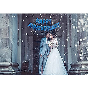 16 Inch Anniversary Aluminum Foil Balloons,Happy Anniversary Party Decorations Blue