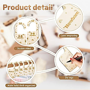 12 Pieces Rainbow Wooden Baby Closet Dividers Boho Double Sided Baby Nursery Closet Dividers Baby Hanger Dividers Closet Organizer for Nursery Essentials for Newborn Baby Girl Boy Gift for Baby Shower