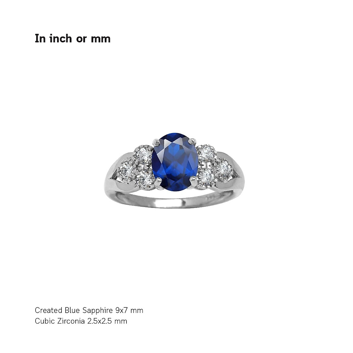 Silvershake 1.9 ct 9X7mm Lab Created Blue Sapphire 925 Sterling Silver Engagement Aniversary Ring September Birthstone Gemstone Size 11.5