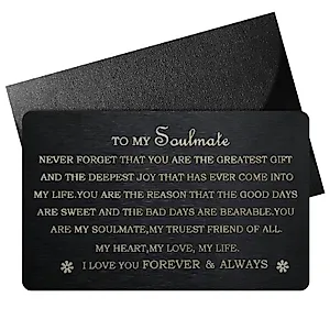 Engraved Wallet Love Note,Metal Wallet Card Gift for Men,Anniversary Gifts for Him,10th Anniversary Gift,Gift for Wife,Boyfriend Gift,Anniversary Cards for Husband,Birthday Gifts for Men
