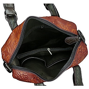 Crossbody Bag for Women Vintage Rose Top Handle Tote Purses Genuine Leather Satchels Handbag (Orange)