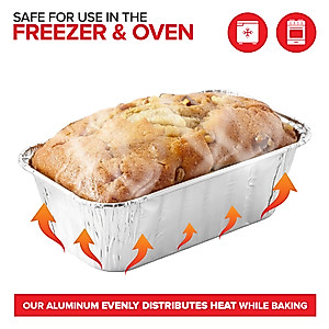 Stock Your Home Aluminum Pans Mini Loaf Pans (50 Pack) 1 Lb Aluminum Foil Tin Pans, Small Loaf Pans – 1 Pound Disposable Baking Pans Perfect for Baking Cakes, Bread Loaves - 6 x 3.5 x 2
