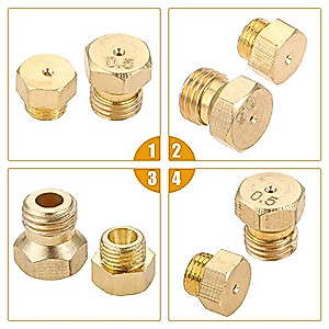 HZ-MONSTAR Replacement for Propane Lpg Gas Pipe Water Heater DIY Burner Parts, Brass Jet Nozzles M5x0.5mm/0.68mm (10pcs) and M6x0.75mm/0.5mm (10Pcs)